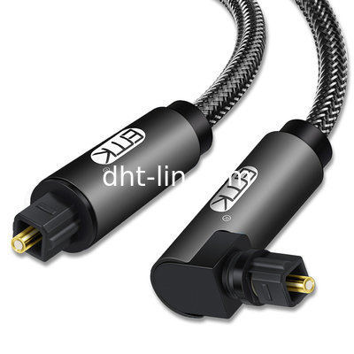 90 Degree Optical Cable Right Angle 5.1 Digital Sound SPDIF Fiber Optical Audio Toslink Cable short with braided jacket supplier