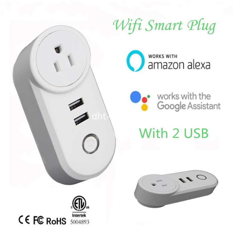 Wifi Smart Plug, With 2 USB Charger(5V, 2.1A), Work with Amazon Alexa &amp; Google Home, Remote Control by Smart Phone with supplier